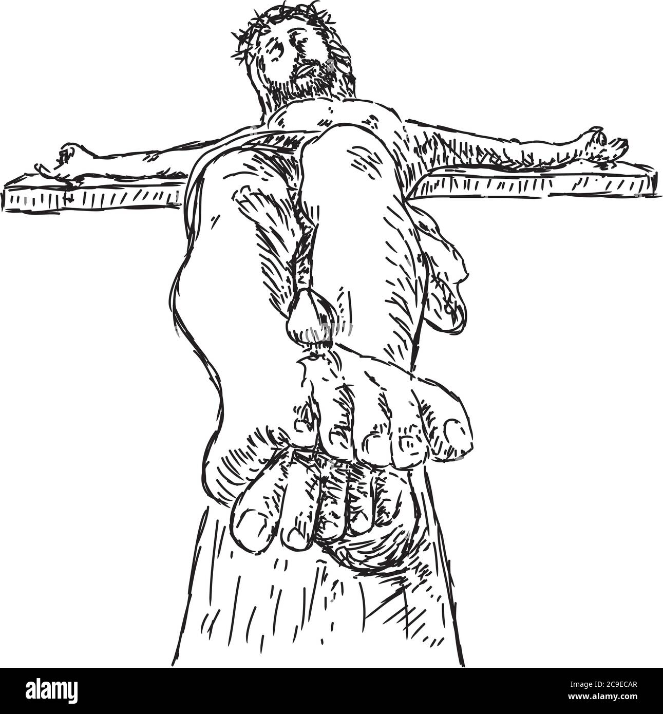 Crucifixion of jesus painting Ausgeschnittene Stockfotos und -bilder - Alamy