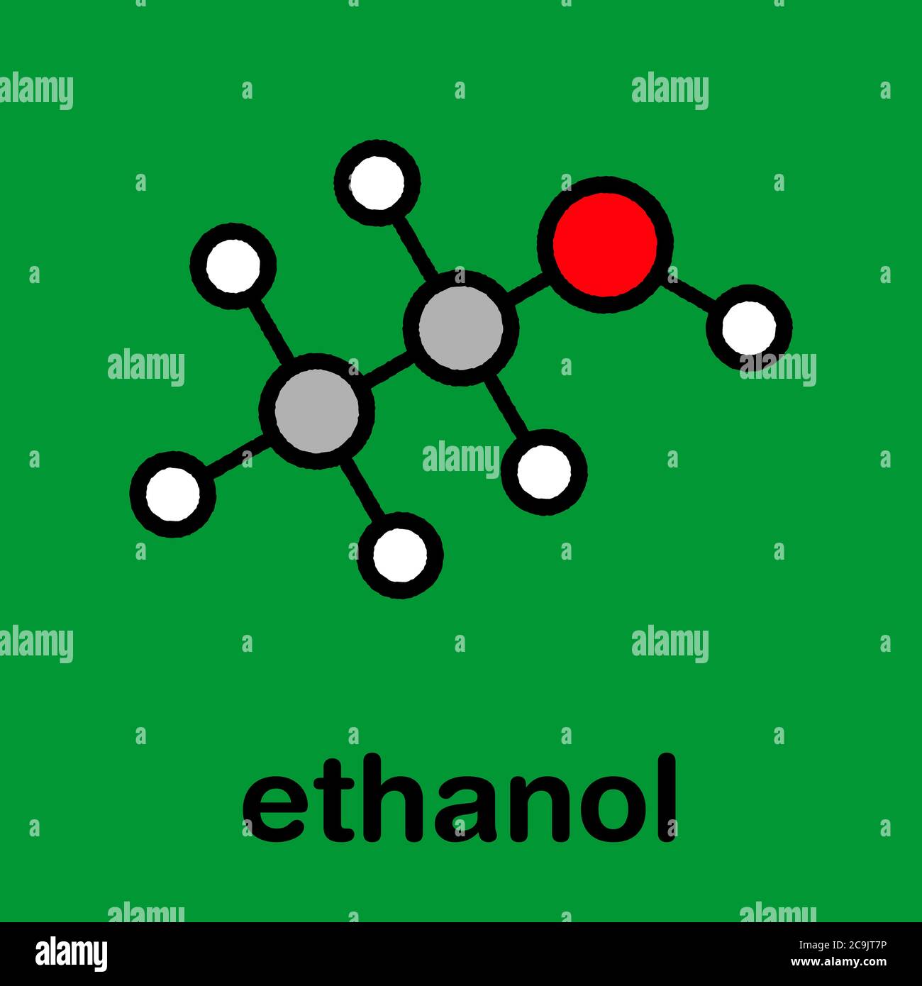 Alkohol (Ethanol, Ethylalkohol) Molekül, chemische Struktur ...
