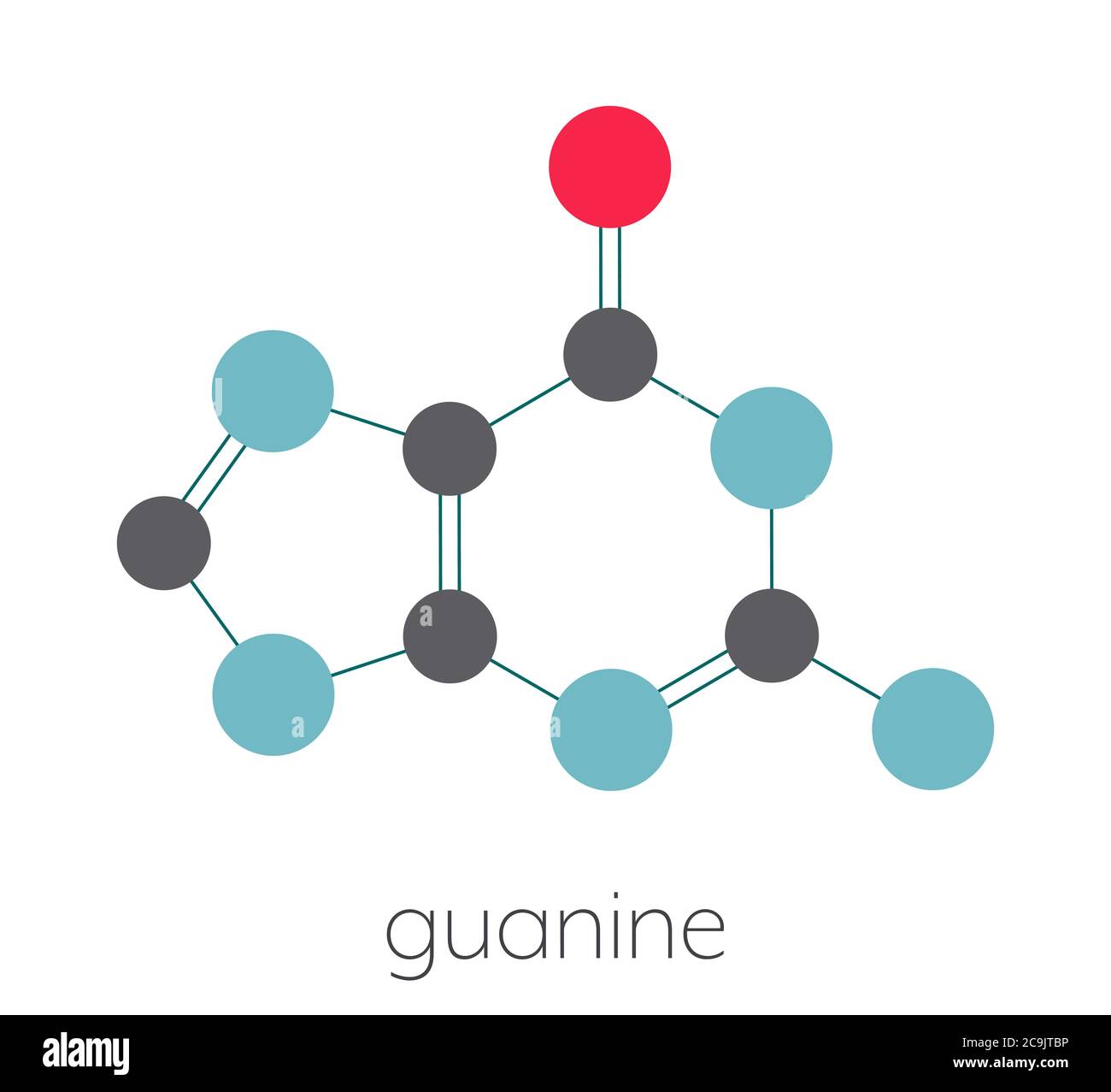 Guanin (G) Purin-Nukleobase-Molekül. Basis in DNA und RNA vorhanden ...