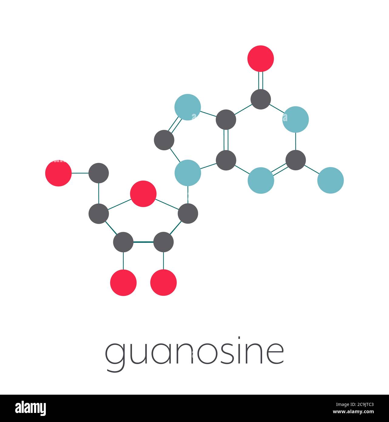 Guanosin-Purin-Nukleosid-Molekül. Wichtiger Bestandteil von GTP, GDP ...