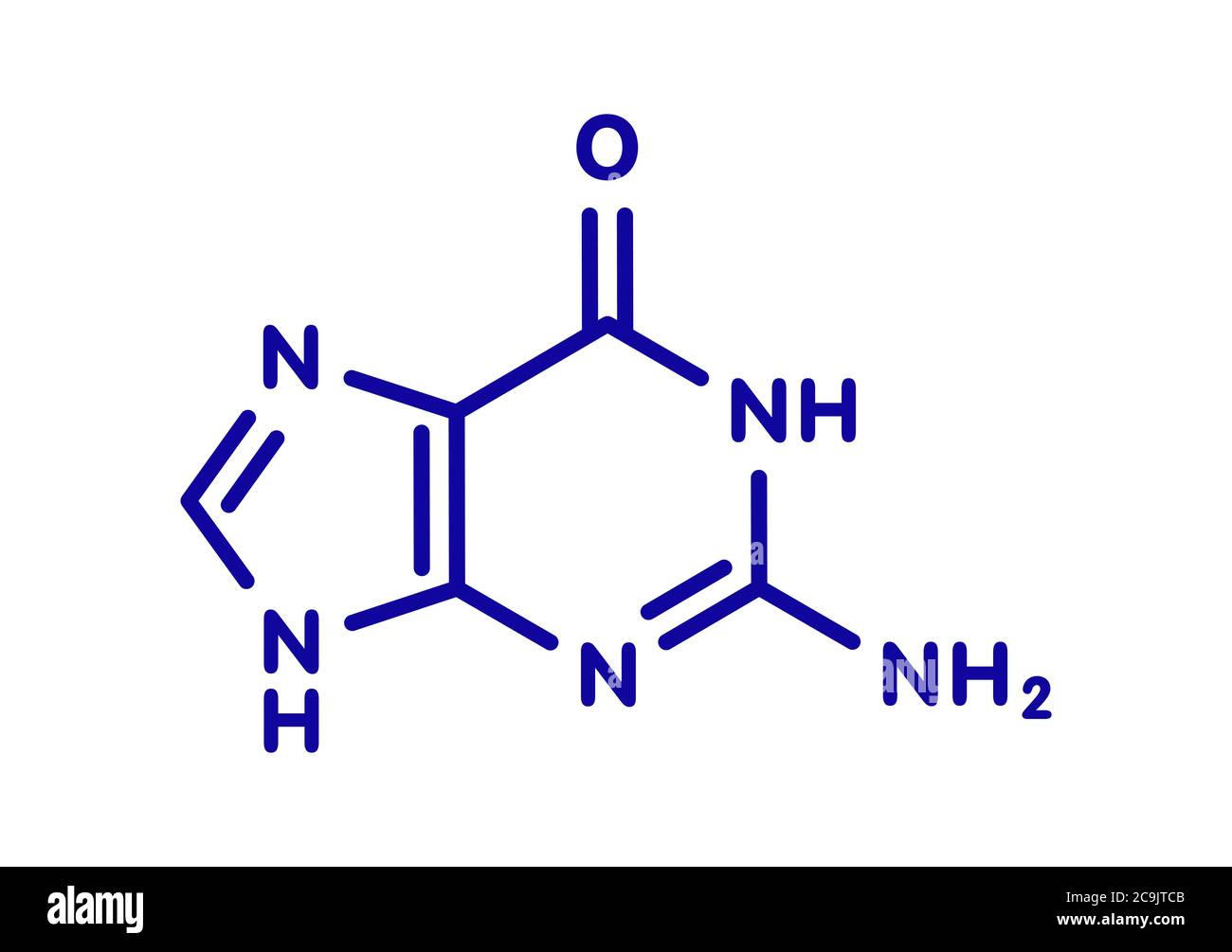 Guanin (G) Purin-Nukleobase-Molekül. Basis in DNA und RNA vorhanden ...