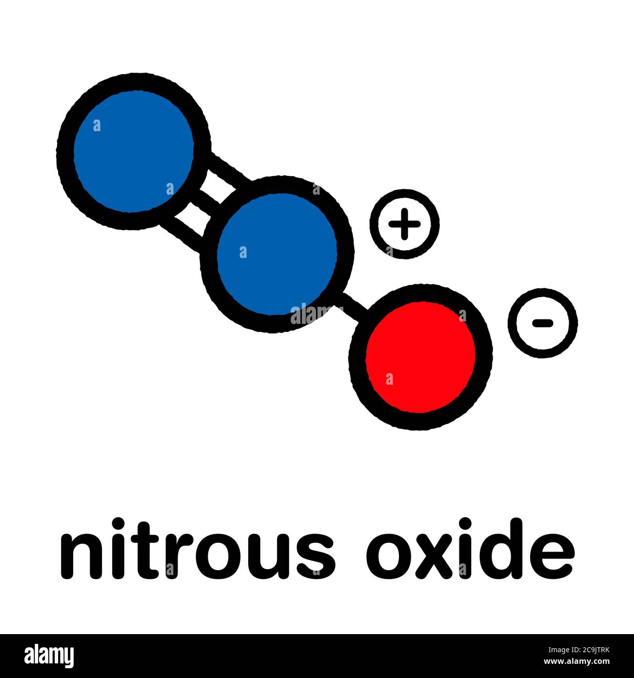 Lachgas (NOS, Lachgas, N2O) Molekül. In der Chirurgie als Analgetika ...