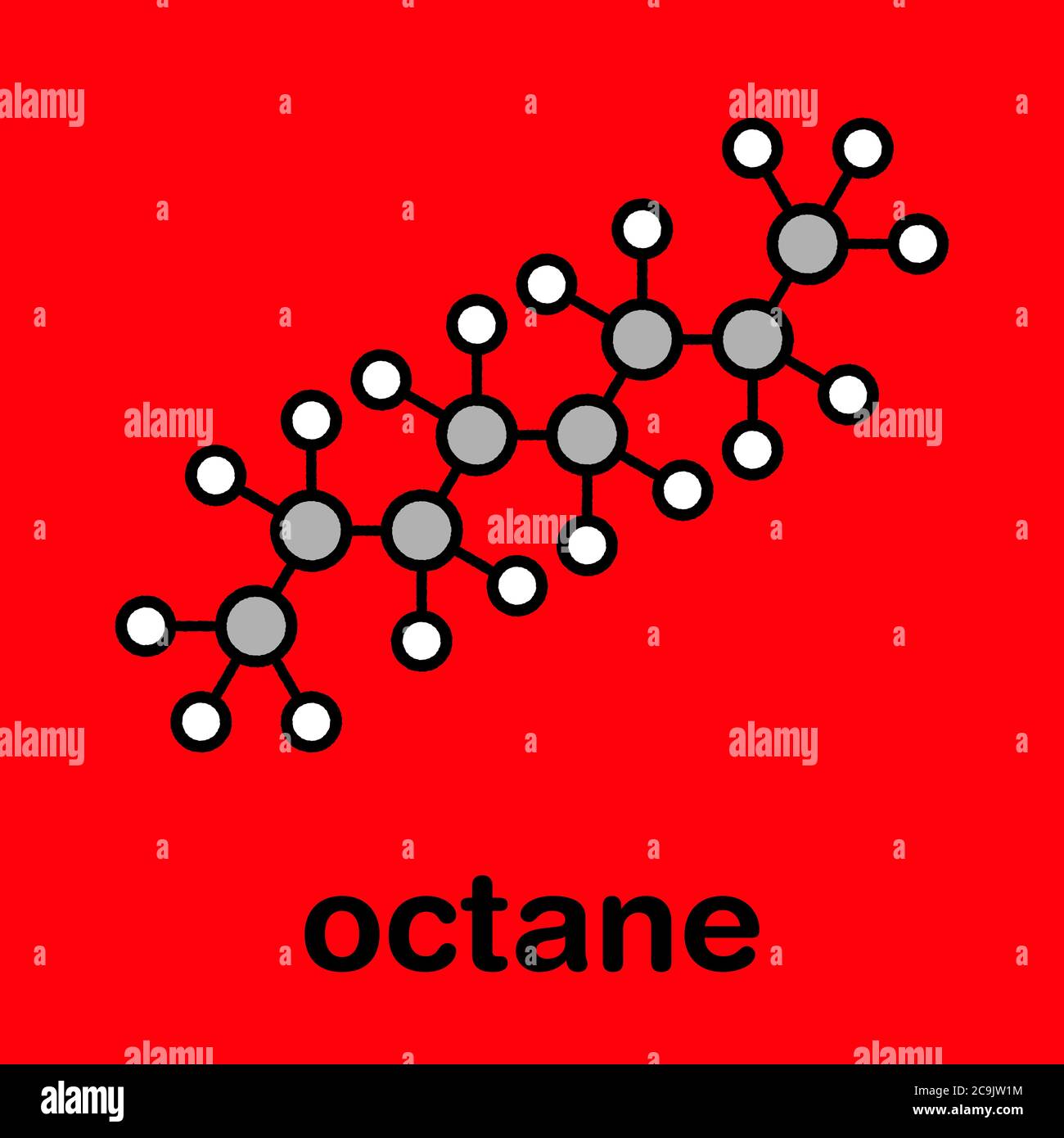 Oktan-Kohlenwasserstoffmolekül. Bestandteil von Benzin (Benzin ...