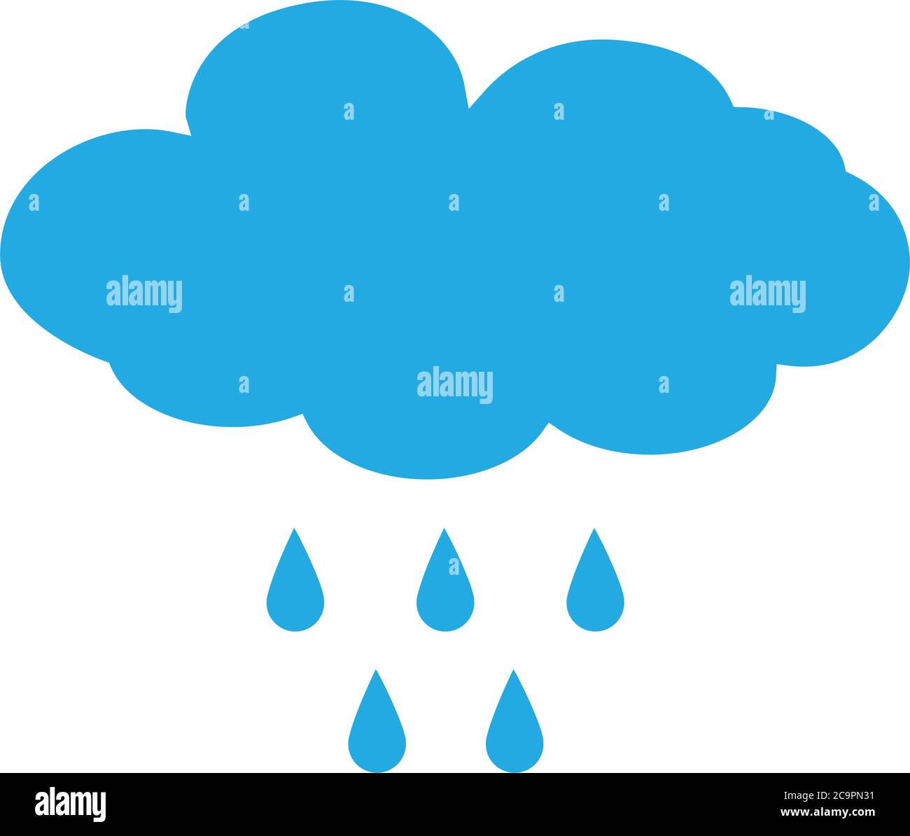 Blaue Wolke regen Symbol isoliert auf Hintergrund Sturm Zeichen. Wetter ...
