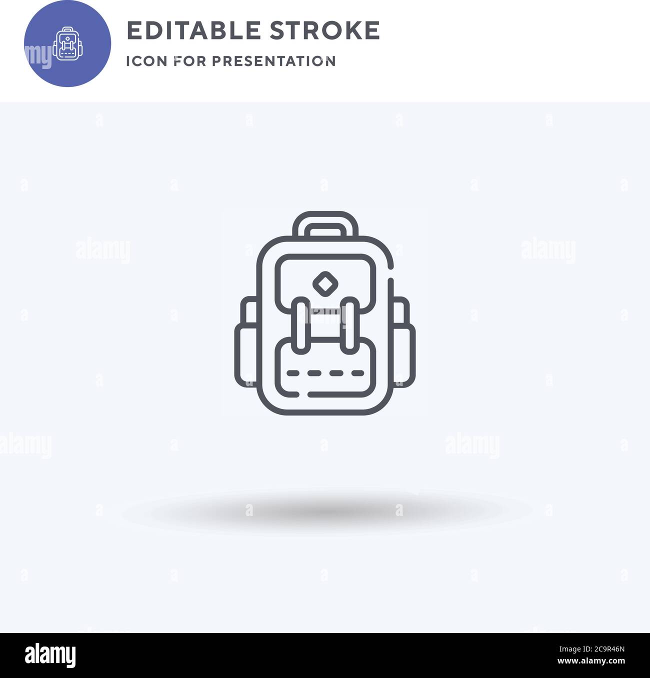 Rucksack-Symbolvektor, gefülltes flaches Schild, solides Piktogramm ...