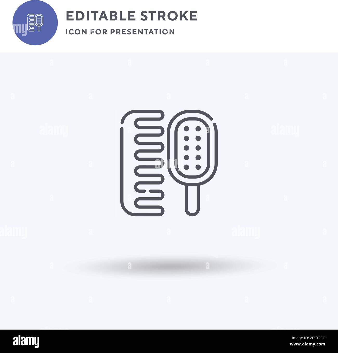 Kamm-Symbolvektor, gefülltes flaches Schild, solides Piktogramm ...