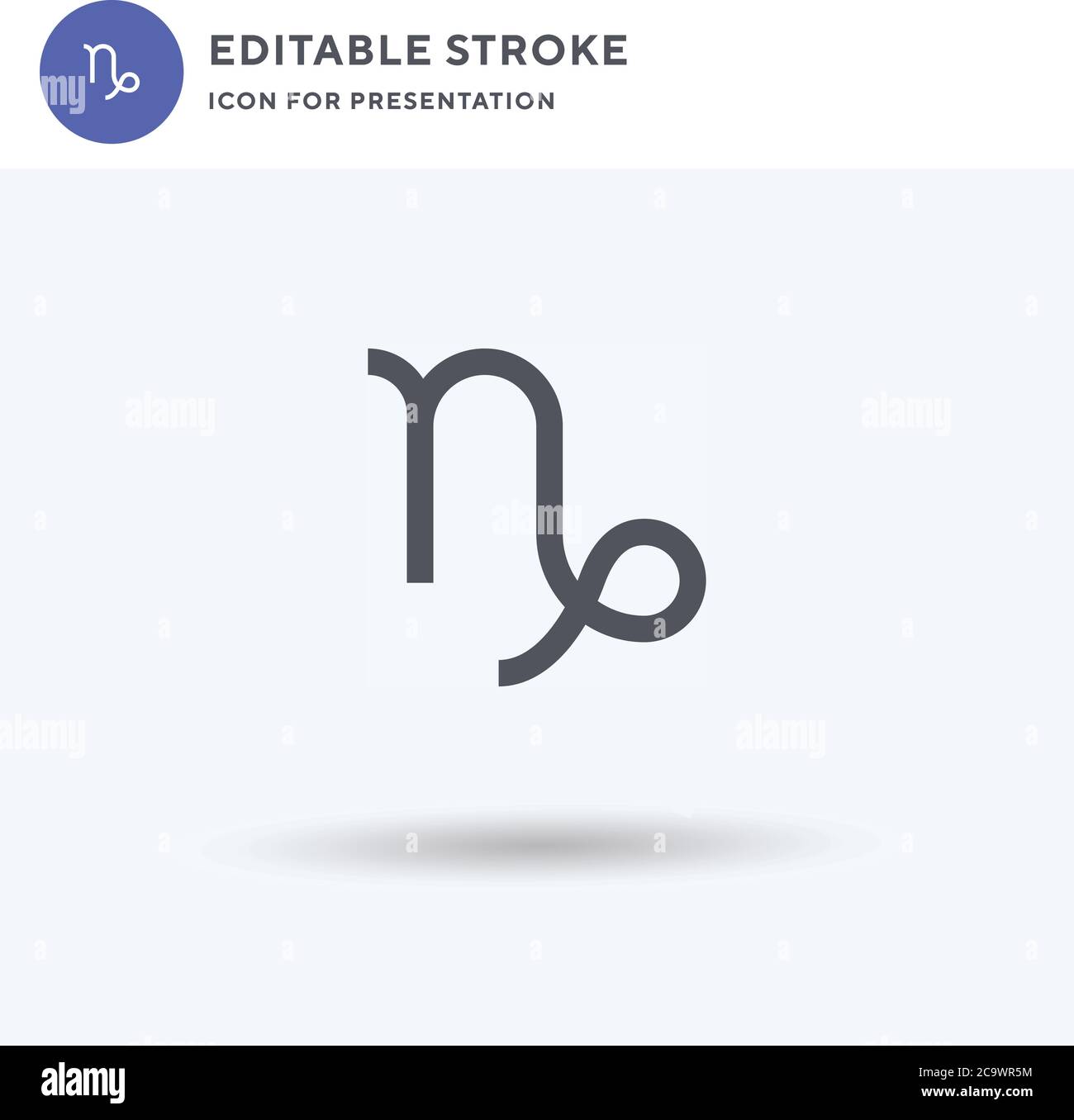 Steinbock-Symbolvektor, gefülltes flaches Zeichen, solides Piktogramm ...
