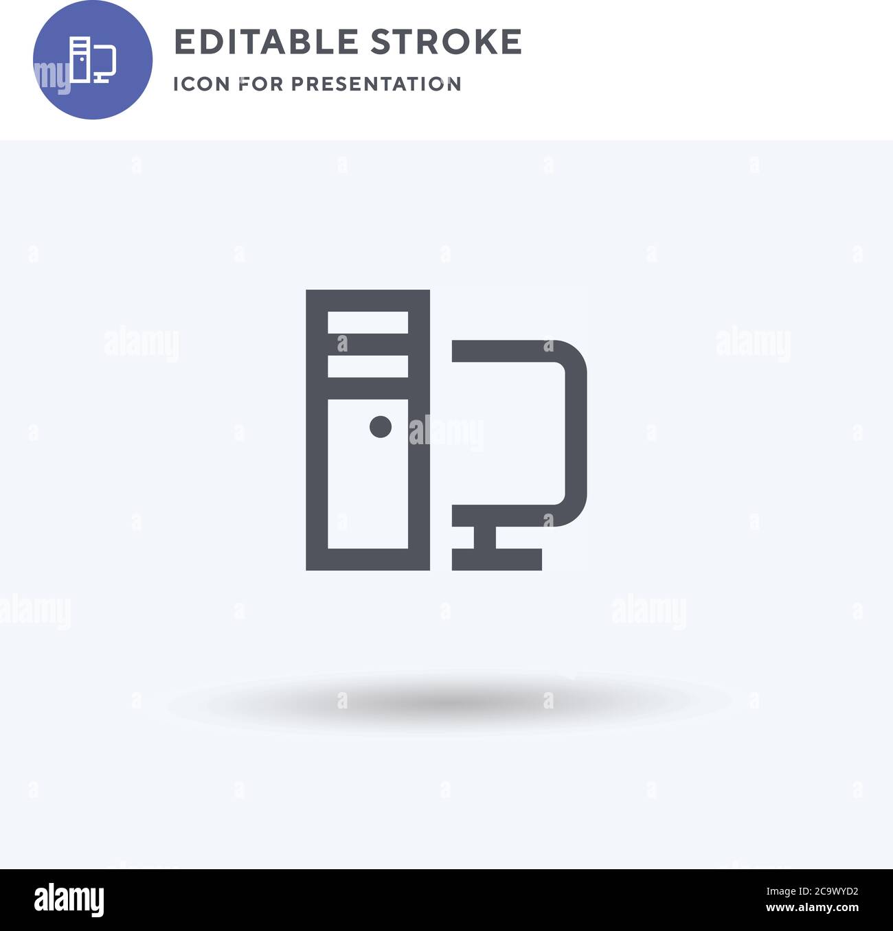 PC-Symbolvektor, gefülltes flaches Zeichen, solides Piktogramm isoliert ...