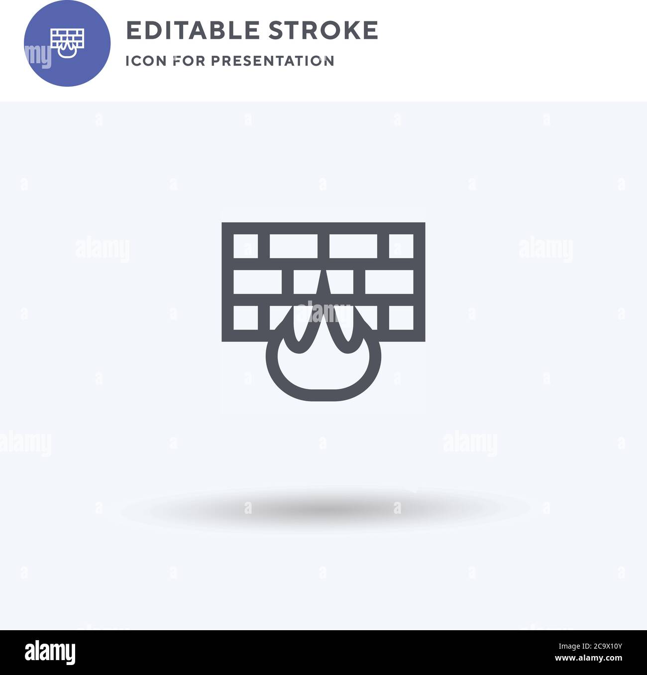 Firewall-Symbolvektor, gefülltes flaches Schild, solides Piktogramm ...