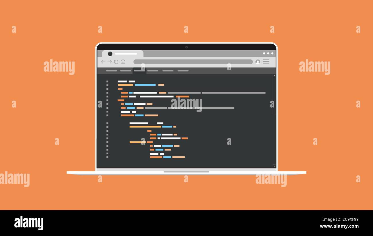 Software-Quelle Programmiercode auf Laptop-Bildschirm Entwicklung Coding Konzept horizontale ...