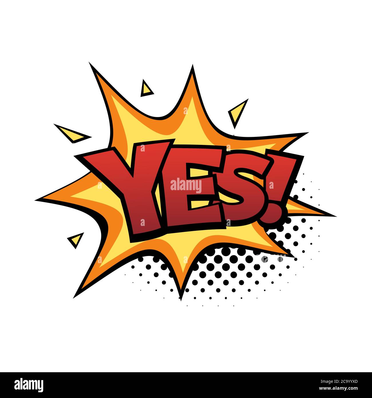 Comic-Schriftzug Ja. Comic Sprechblase mit emotionalem Text Ja. Vektor ...