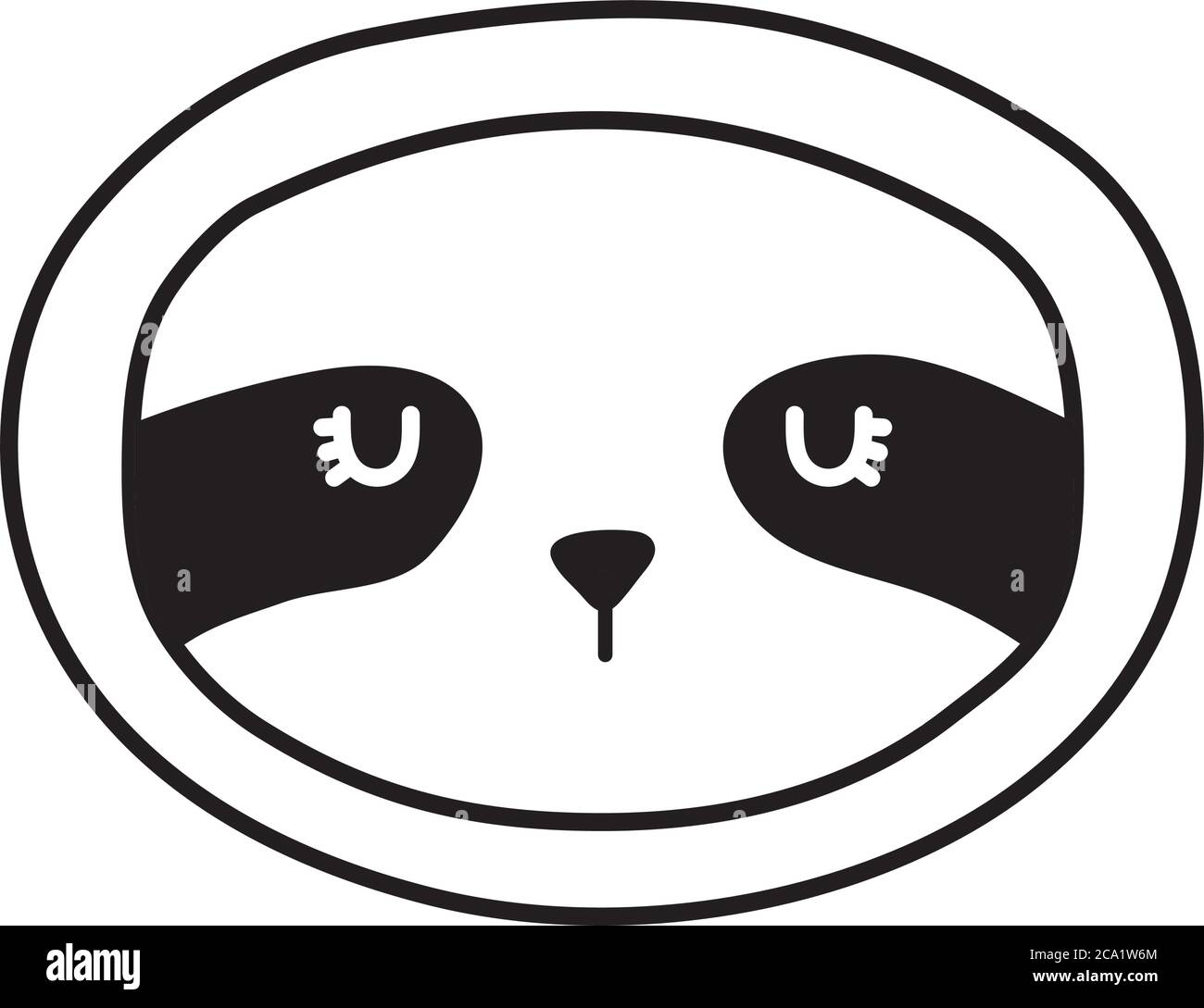 Cute Faultier Gesicht Cartoon Linie Stil Icon Design, Tier Zoo Leben ...