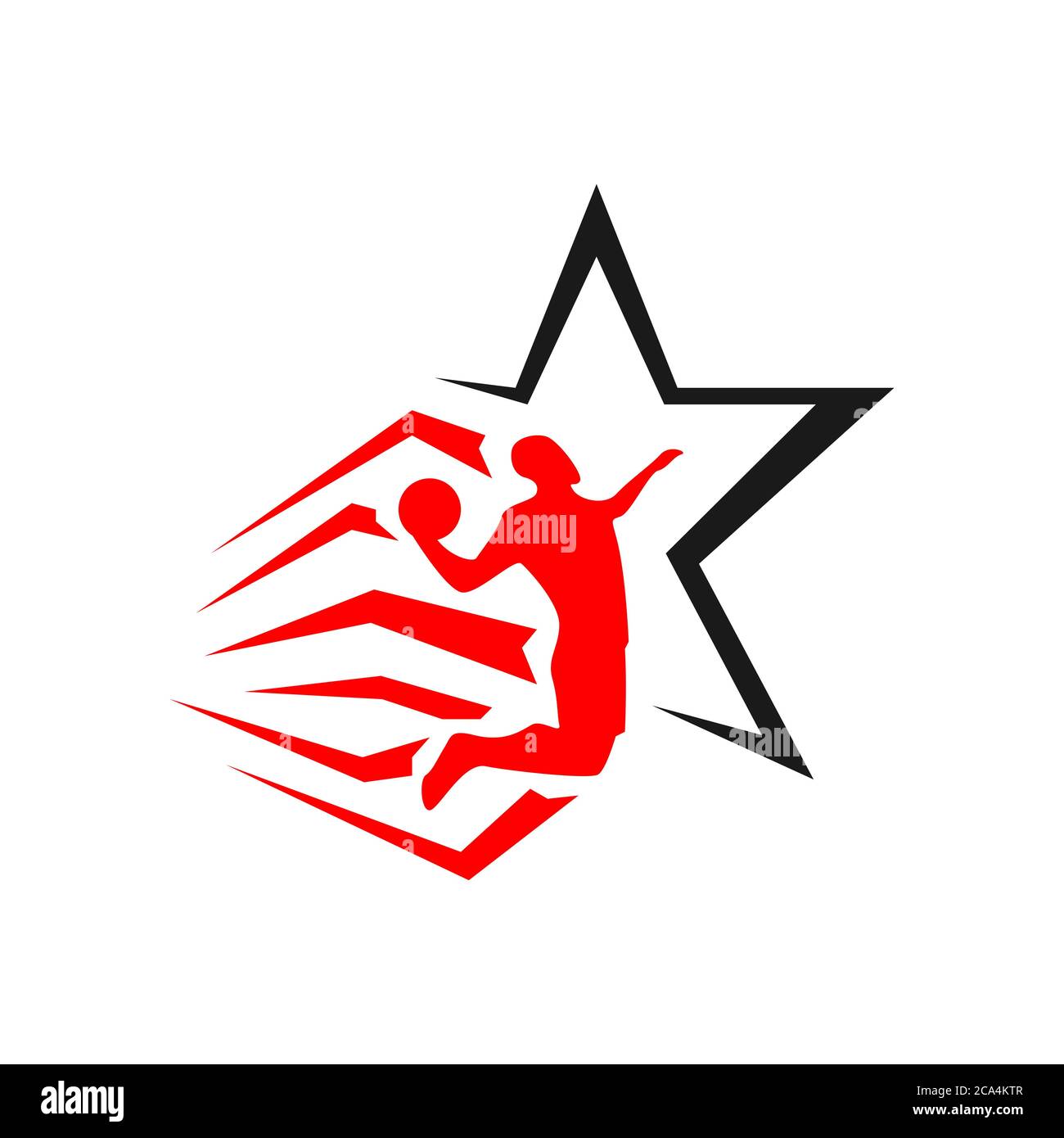 Handball Vektor Zeichen Logo. Abstrakte bunte Silhouette des Spielers ...