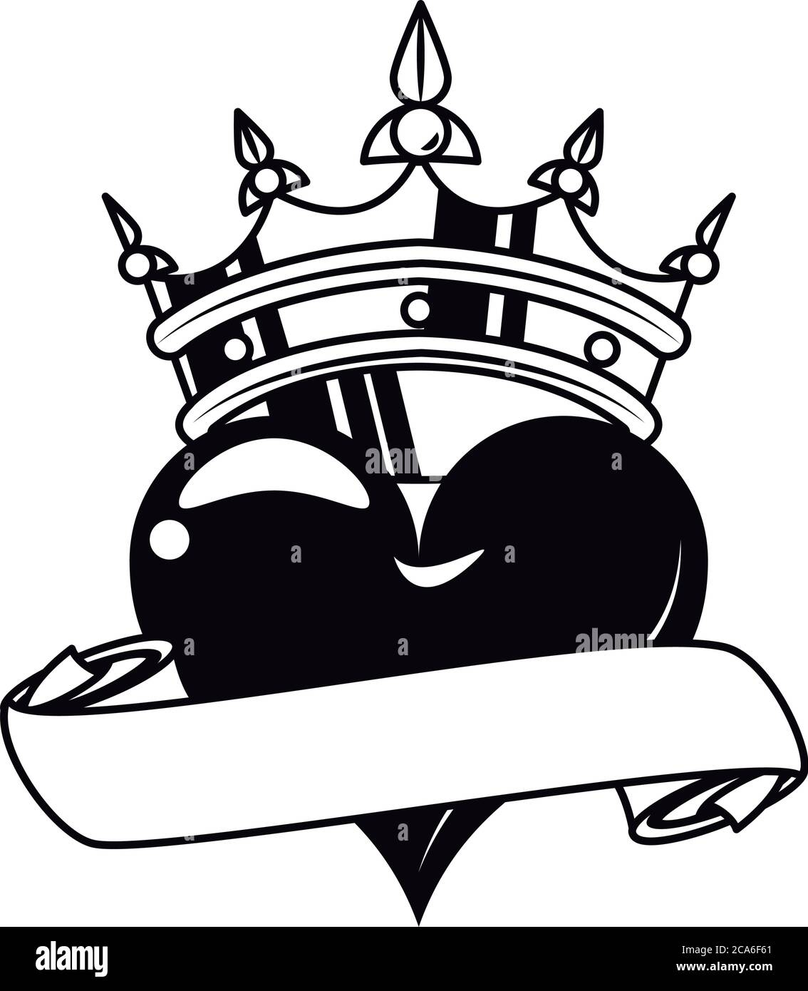 Herz mit Krone Royal Tattoo künstlerische Ikone Vektor Illustration ...