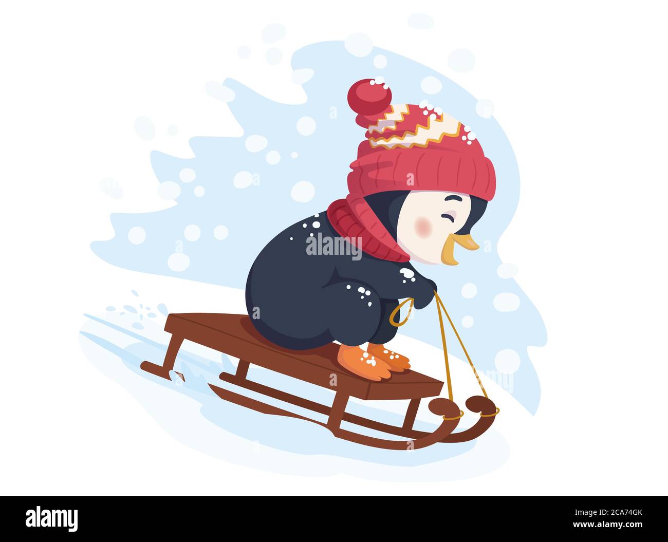 Penguin sledding Ausgeschnittene Stockfotos und -bilder - Alamy