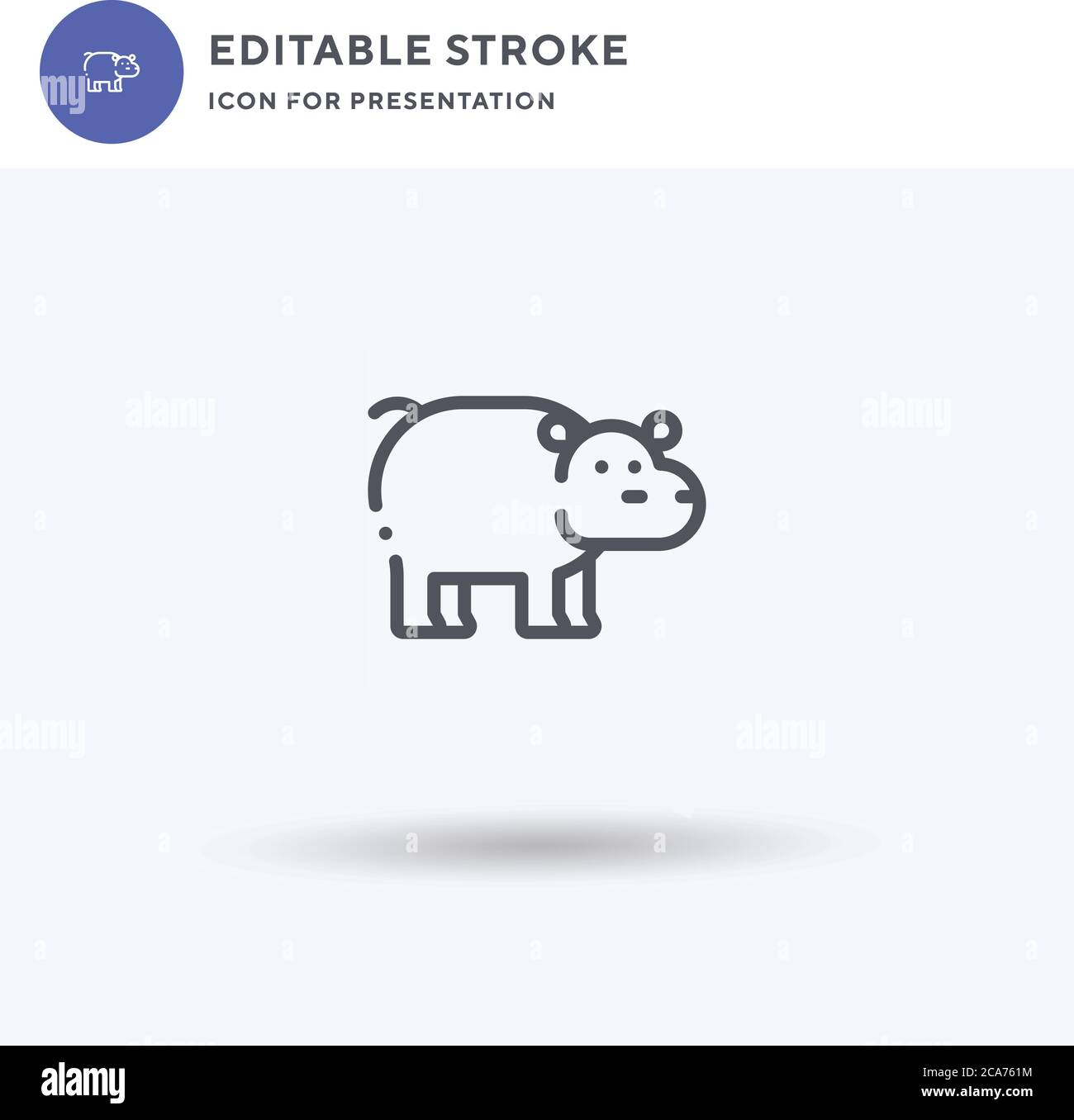 Hippopotamus-Symbolvektor, gefülltes flaches Zeichen, solides ...