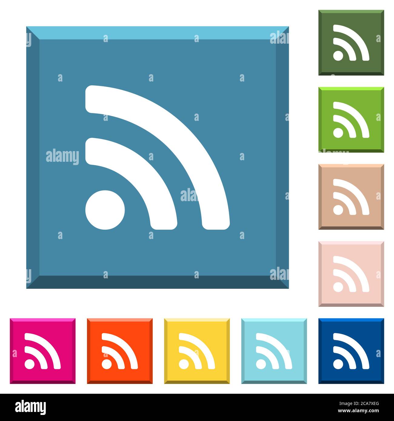 Funksignal weiße Symbole auf kantigen quadratischen Tasten in ...