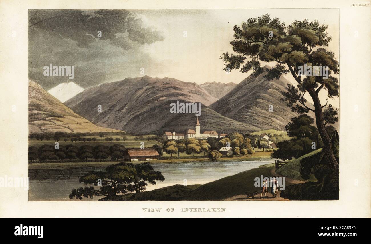 Blick auf Interlaken, Schweizer Stadt und Gemeinde, Kanton Bern, Berner ...