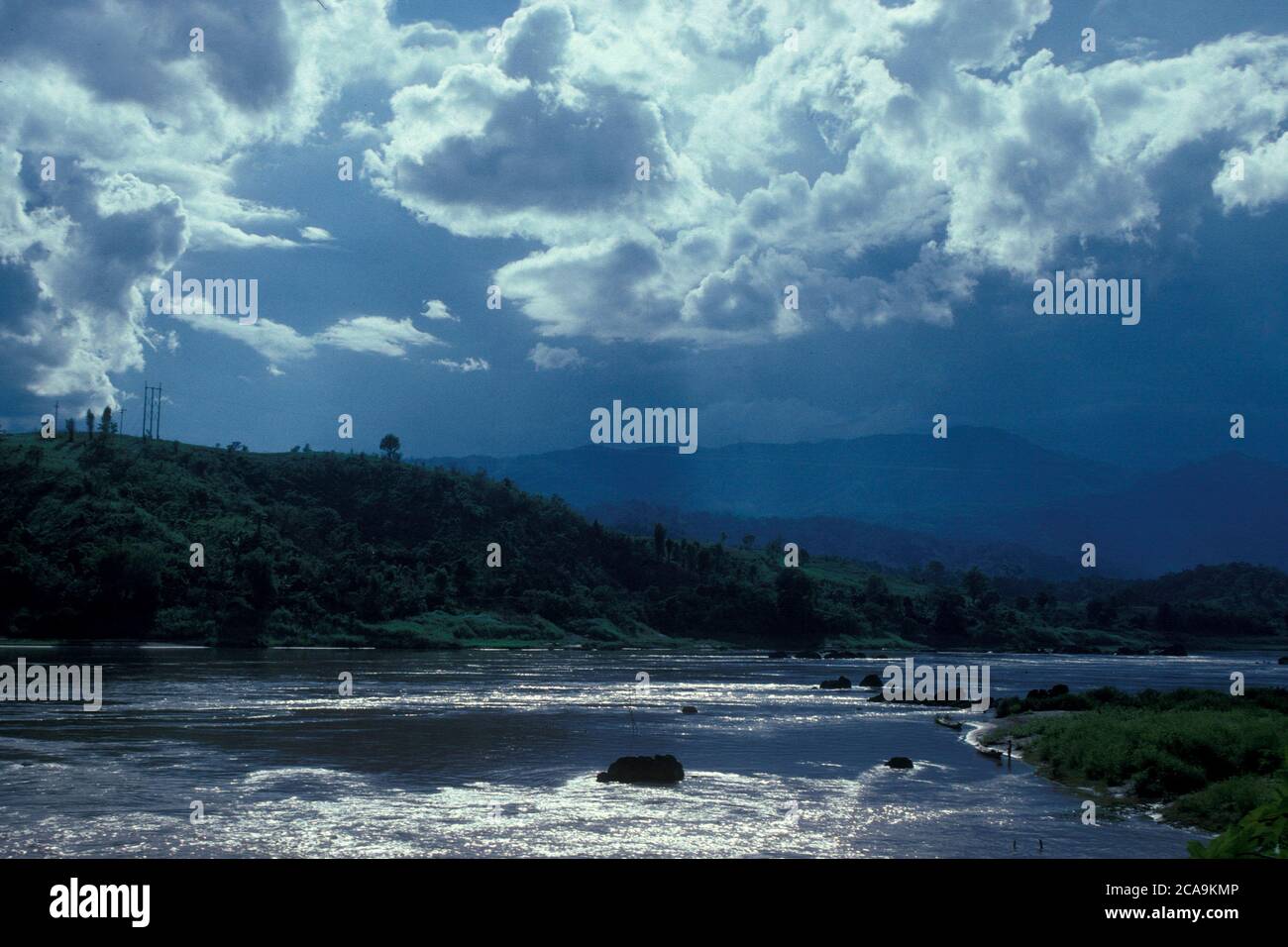 Der Mekong Fluss im Dorf Huay Xai in Lao am Mekong Fluss aus der Sicht ...