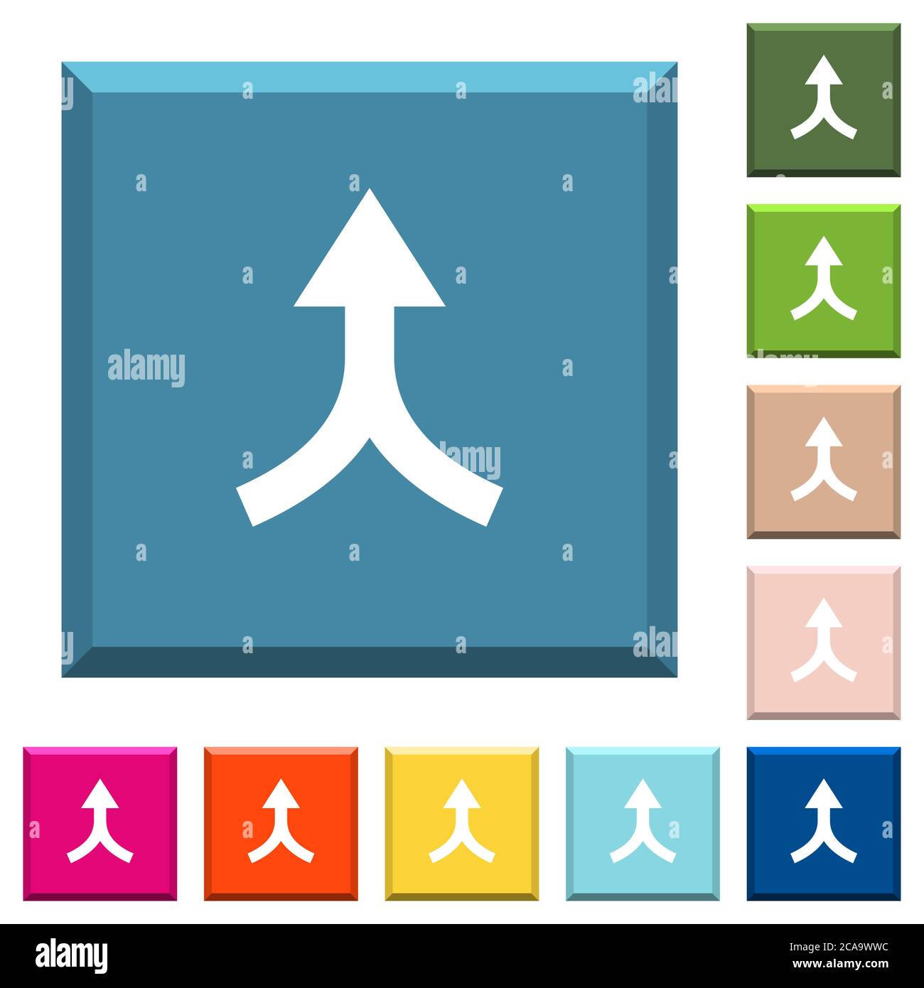 Merge Pfeile nach oben weiße Symbole auf umrandeten quadratischen ...