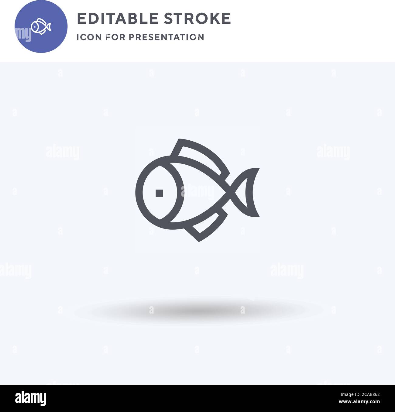 Großer Fisch-Symbolvektor, gefülltes flaches Zeichen, solides ...