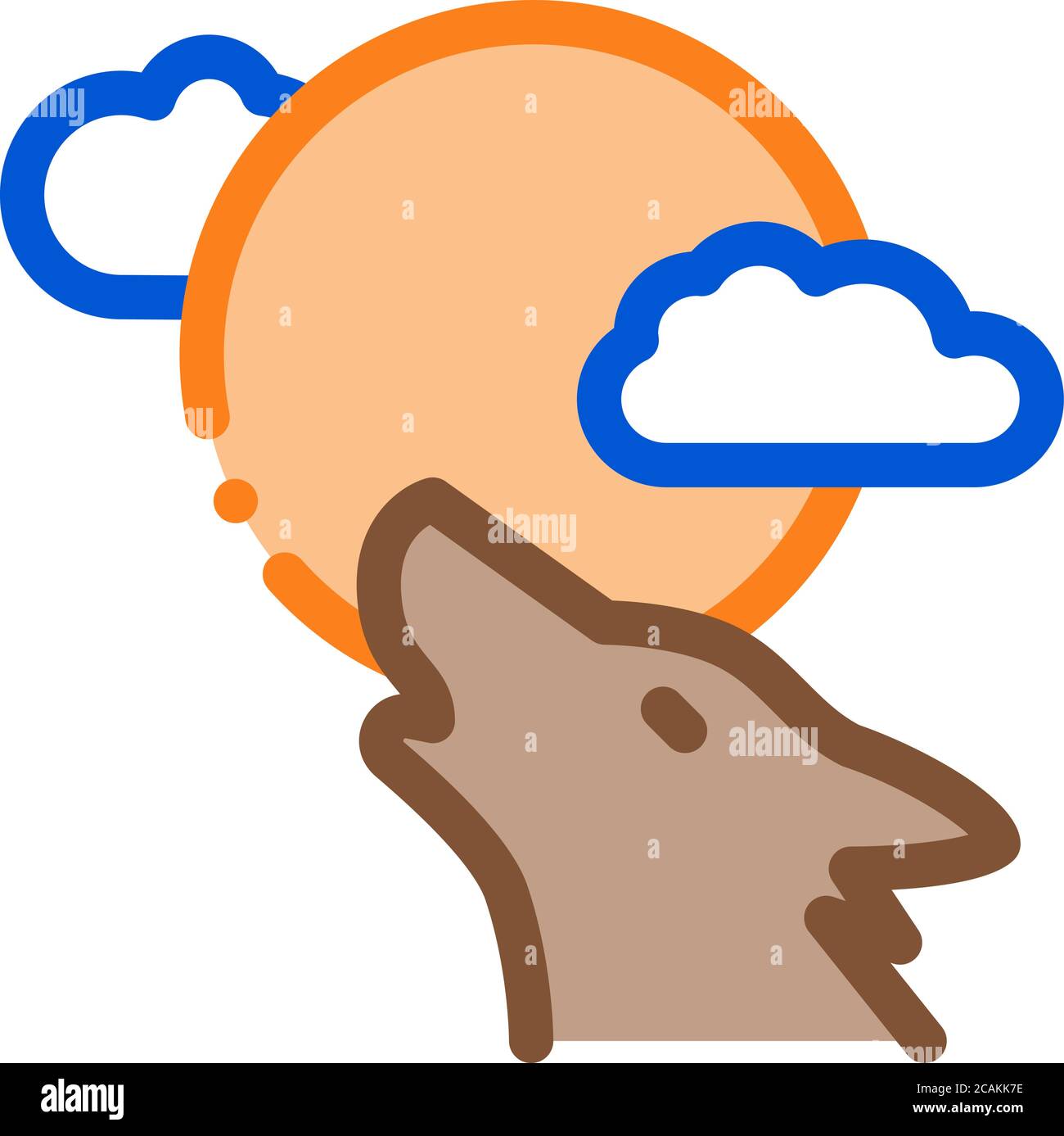 Heulende Wolf Symbol Vektor Umriss Illustration Stock-Vektorgrafik - Alamy