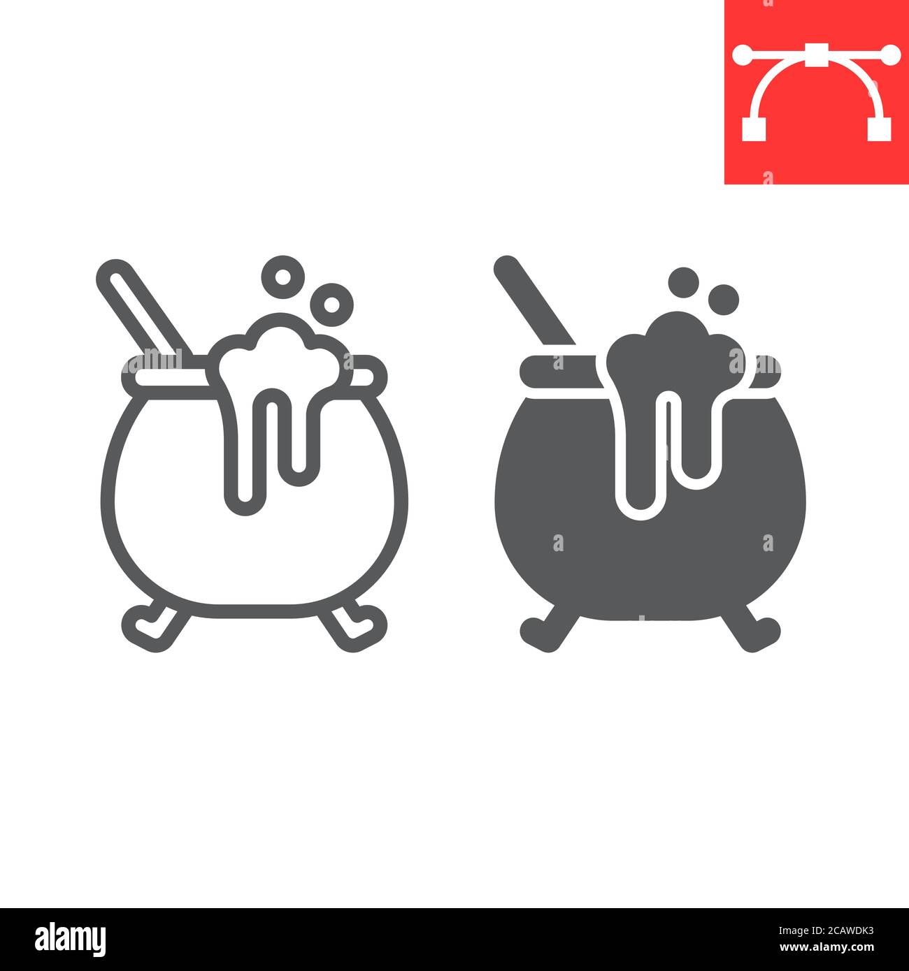 Hexenkessel Linie und Glyphe-Symbol, halloween und gruselig, Hexen Pot ...