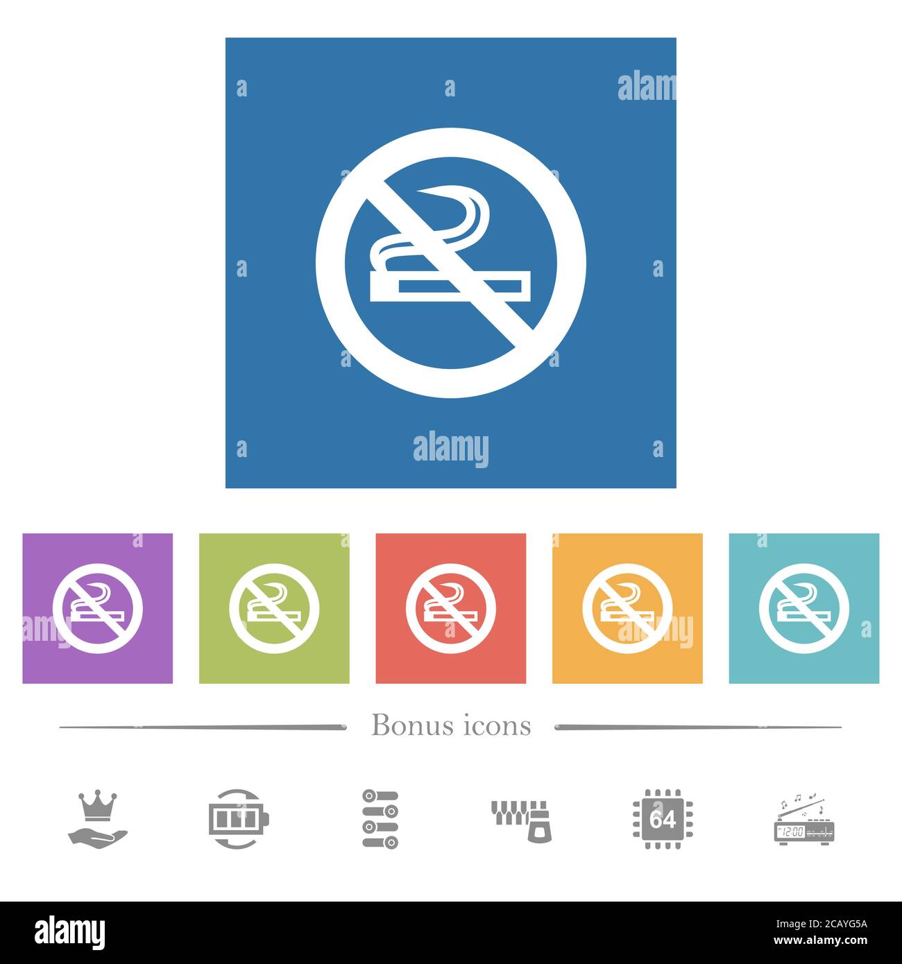 Rauchverbot Zeichen flach weißen Symbole in quadratischen Hintergründen ...