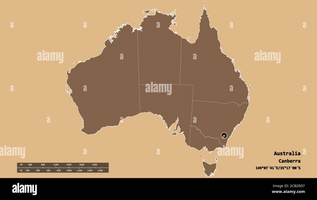 Entsättigte Form von Australien mit seiner Hauptstadt ...