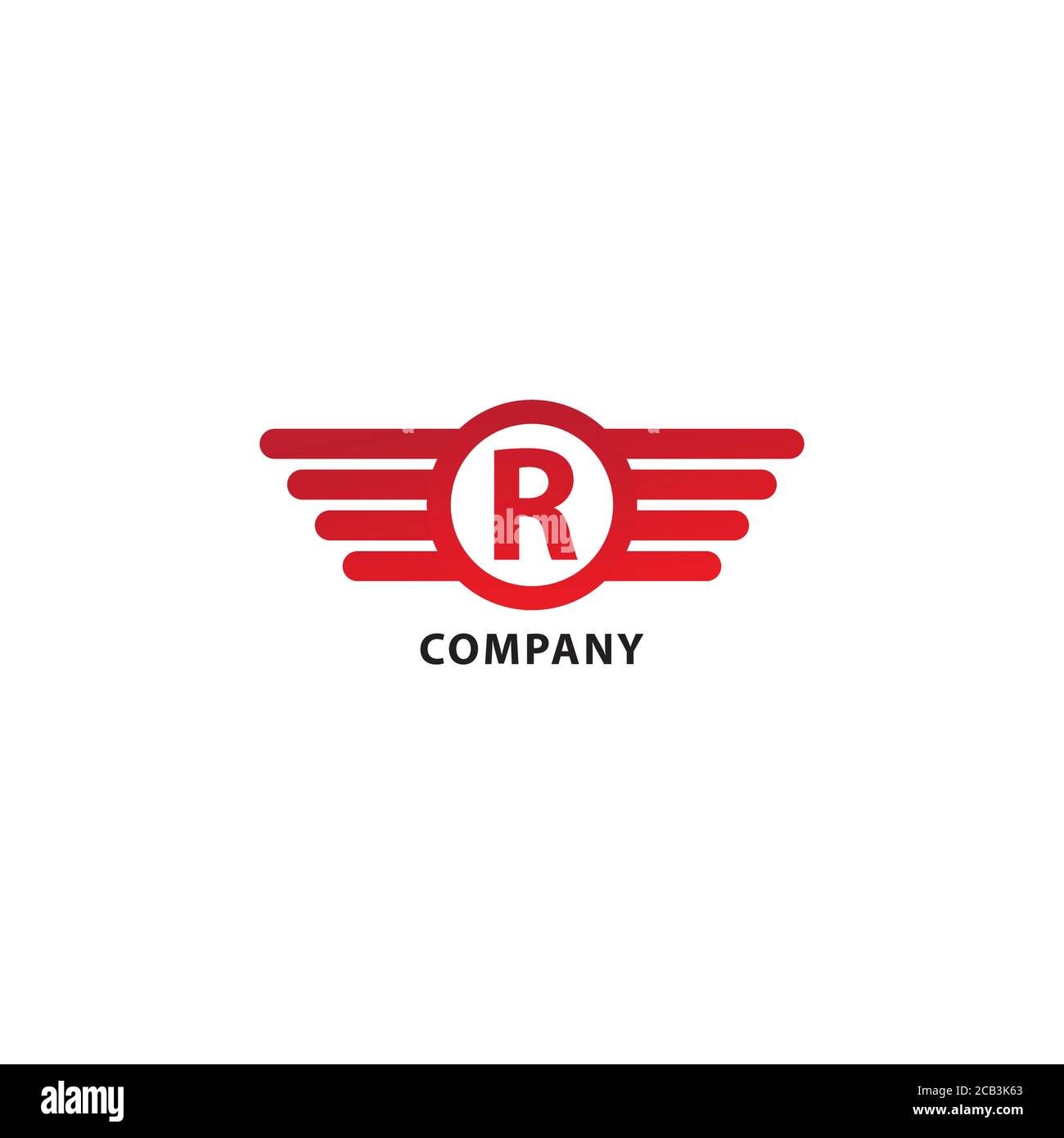 Letter R Initial Abjad Logo Design-Vorlage. Abgerundete Flügel, Ellipse ...