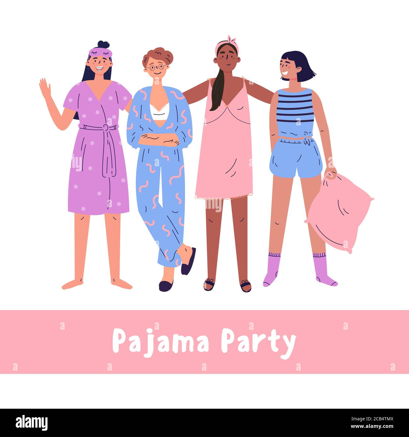 Pyjama Party Vektor Cartoon Illustration Stock Vektorgrafik Alamy