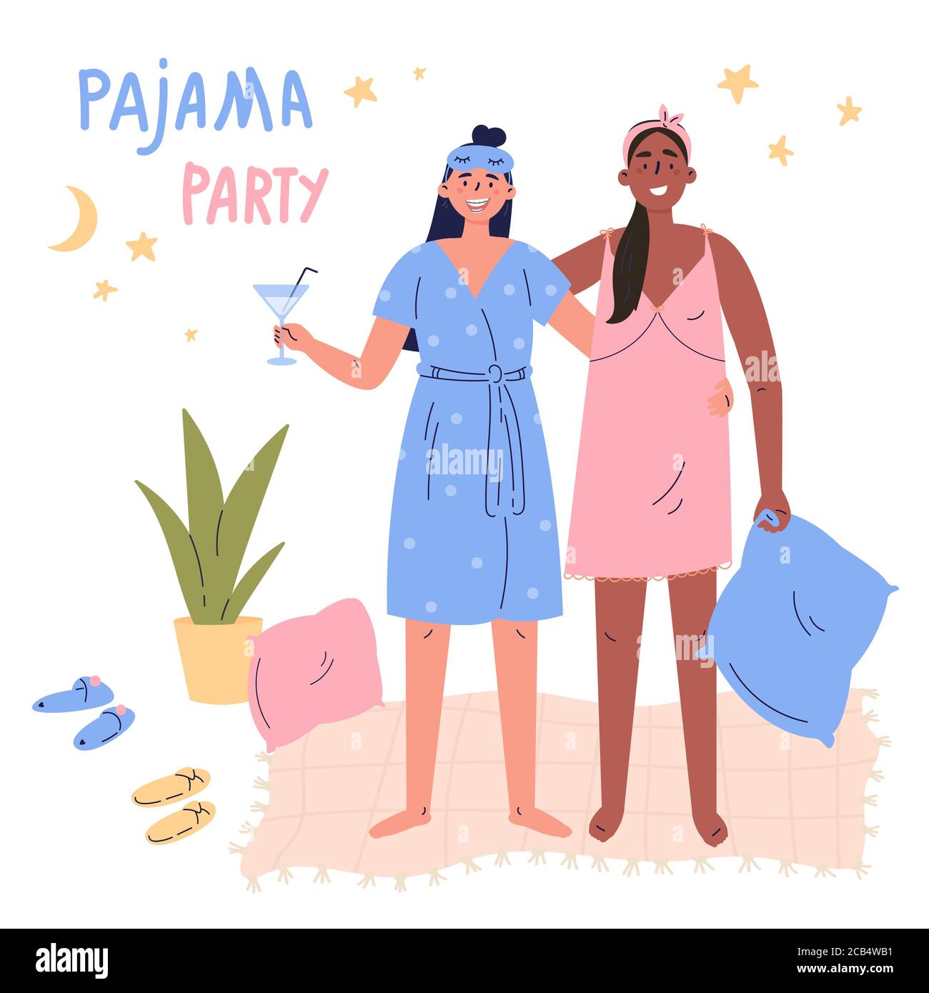 Pyjama Party Vektor Cartoon Illustration Stock-Vektorgrafik - Alamy
