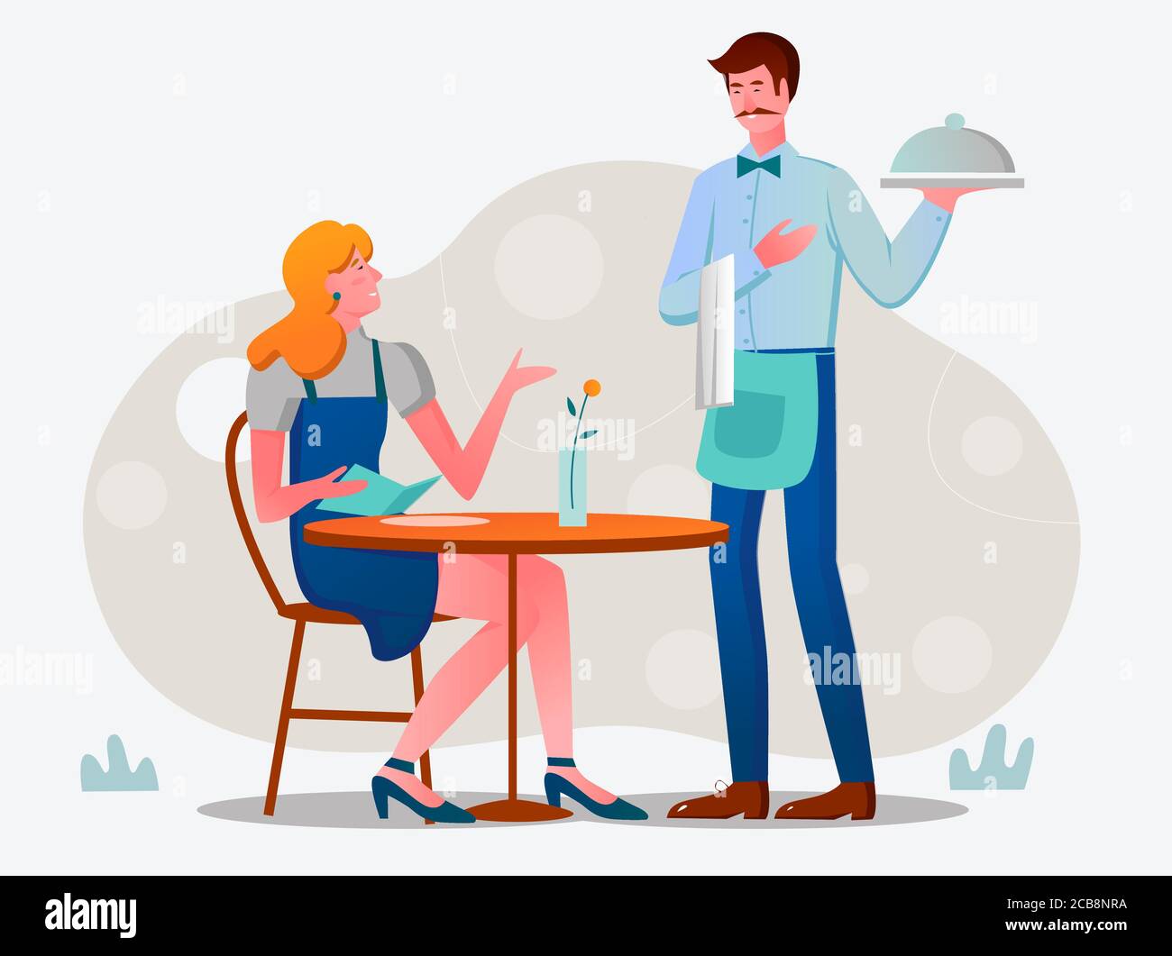 Waiter in restaurant cartoon illustration -Fotos und -Bildmaterial in ...