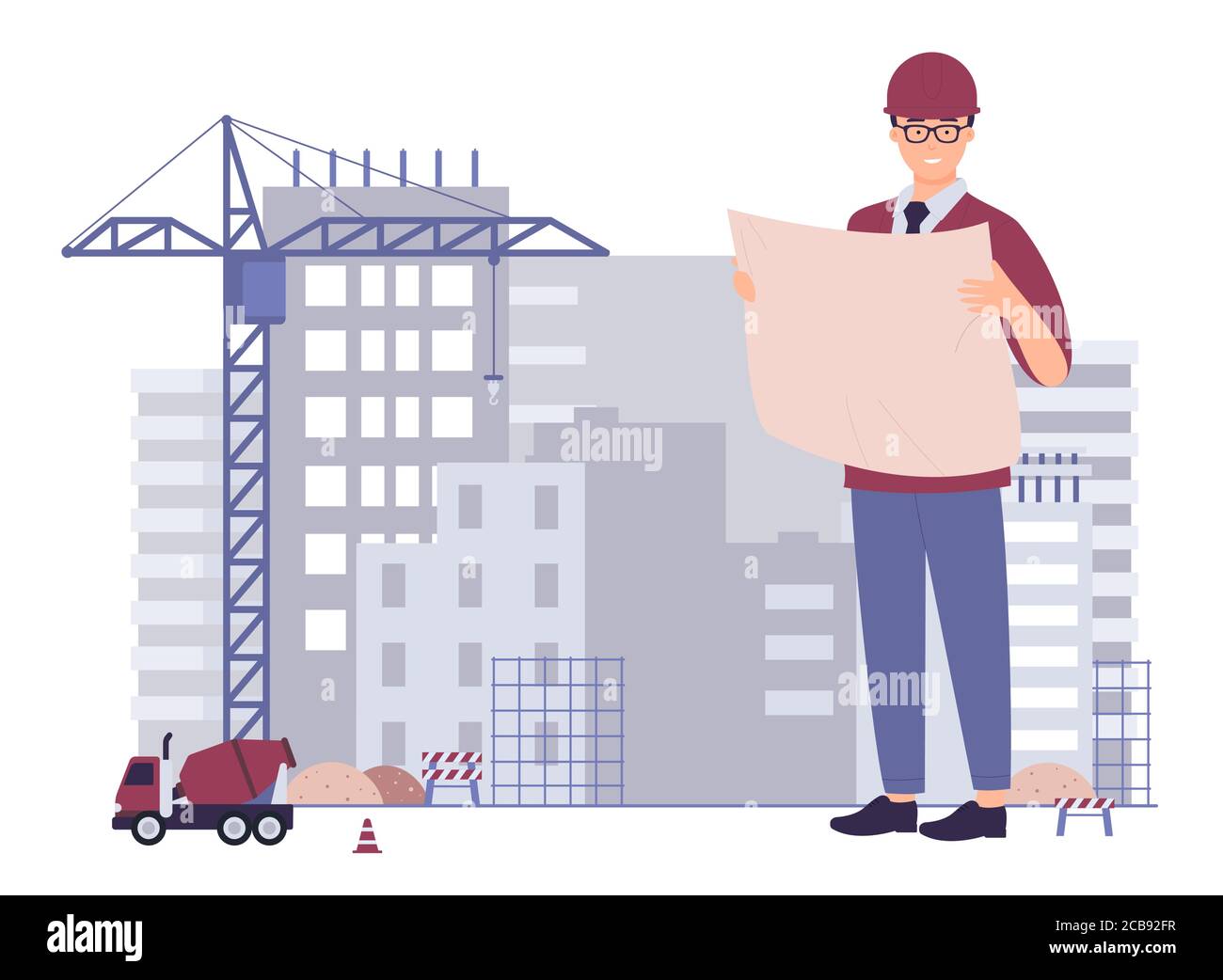 Cartoon illustration construction worker Ausgeschnittene Stockfotos und ...