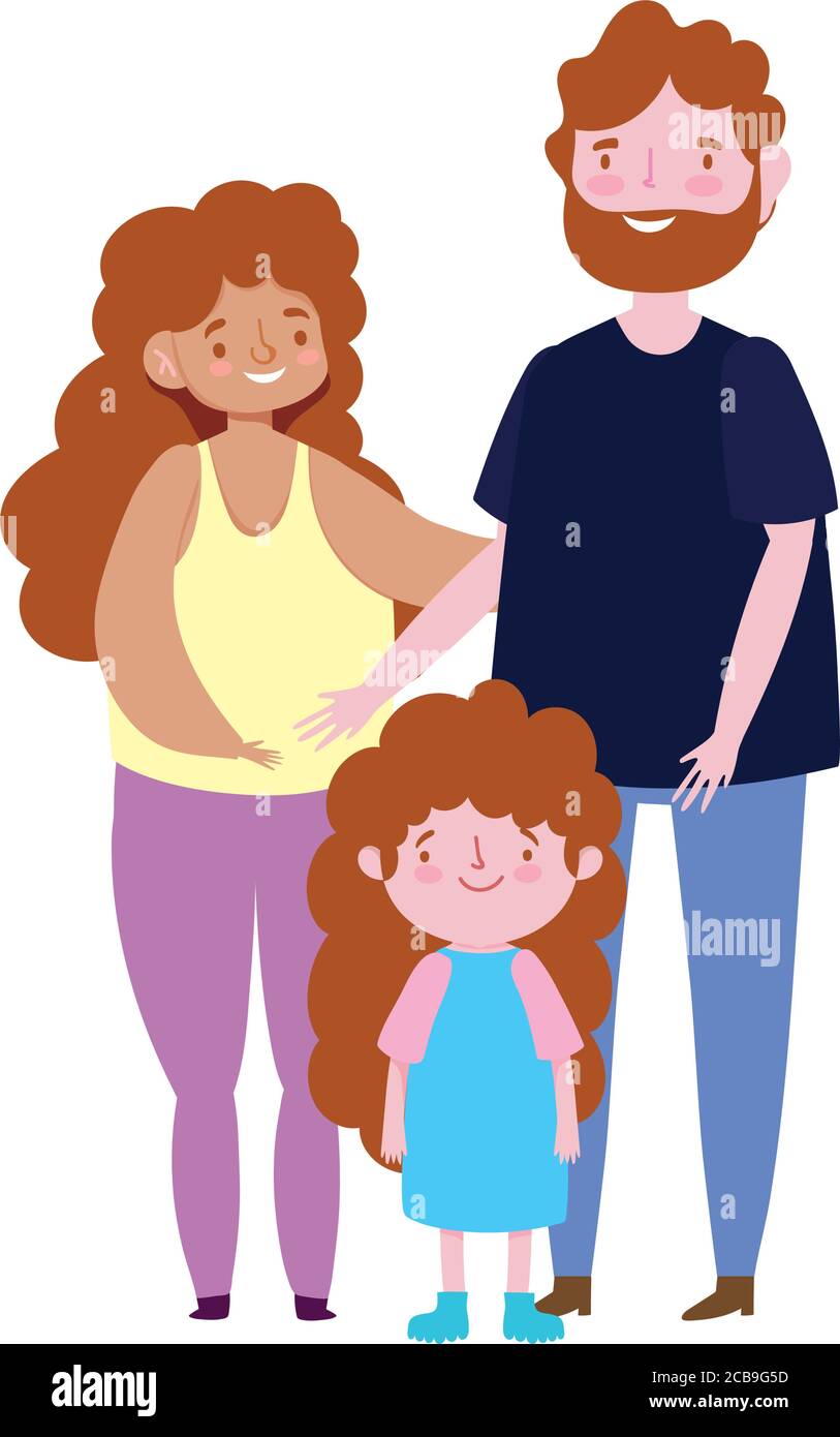 Familie Eltern mit Tochter zusammen stehend Cartoon Charakter Vektor ...