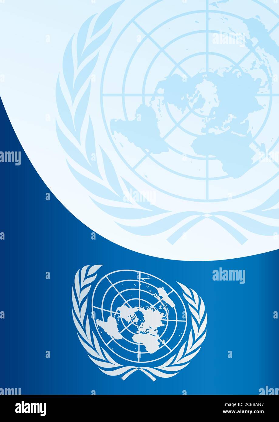 Flagge der Vereinten Nationen (UN), zwischenstaatliche Organisation, Vorlage für die ...