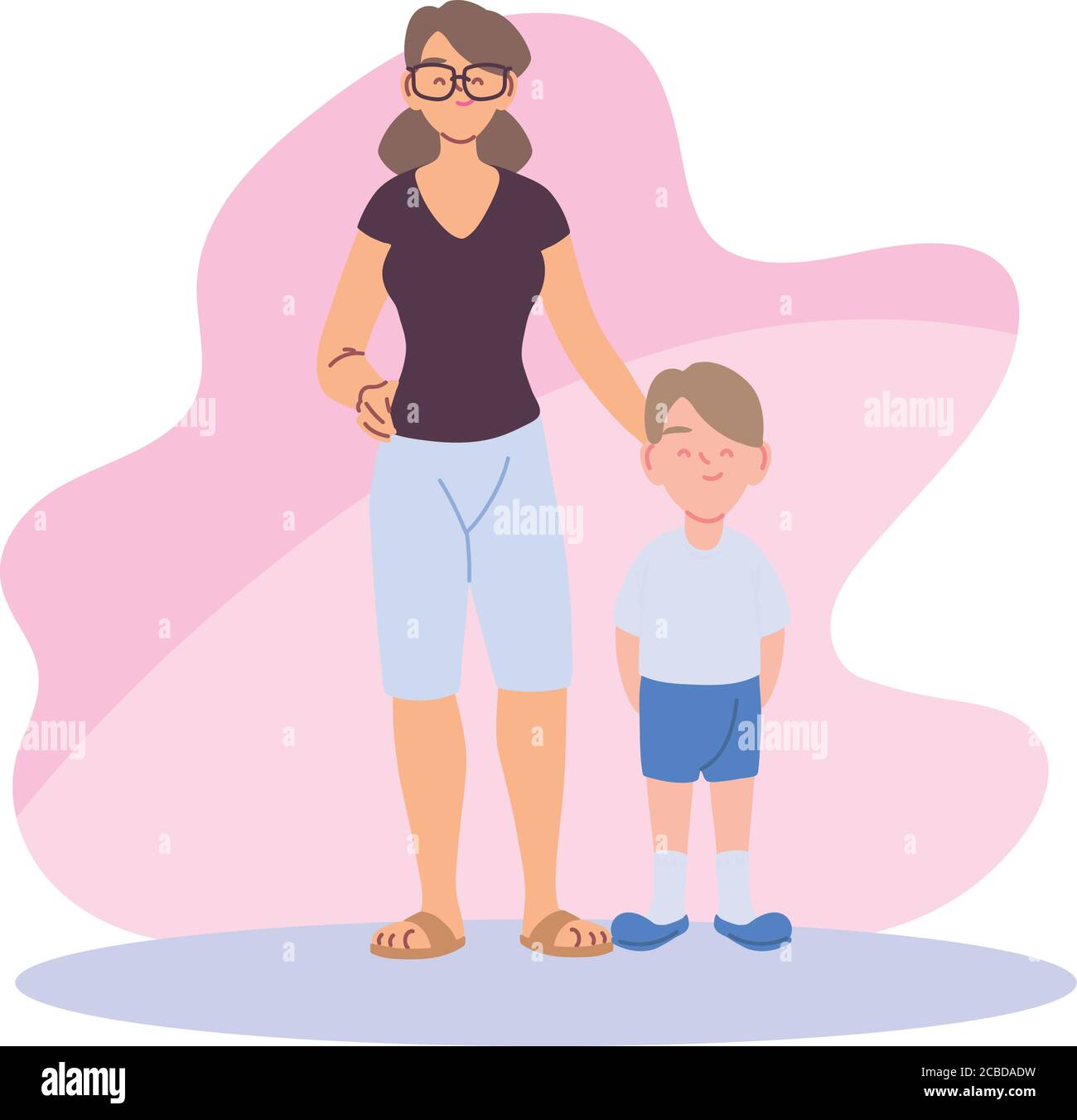 Mutter mit Sohn Cartoons Design, Familie Beziehung und Generation Thema ...