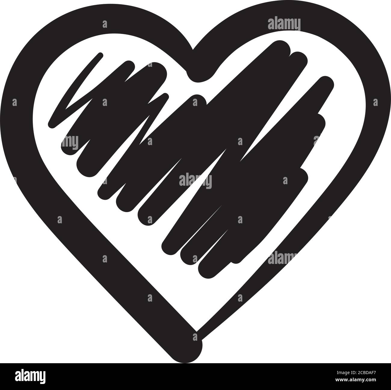 Herz Liebe gemalt Arbeit Kunst Silhouette Stil Symbol Vektor ...