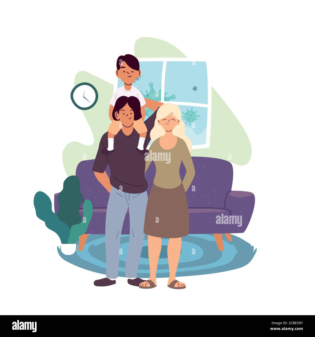 Mutter Vater und Sohn Cartoons in Home Room Design, Familie Beziehung ...