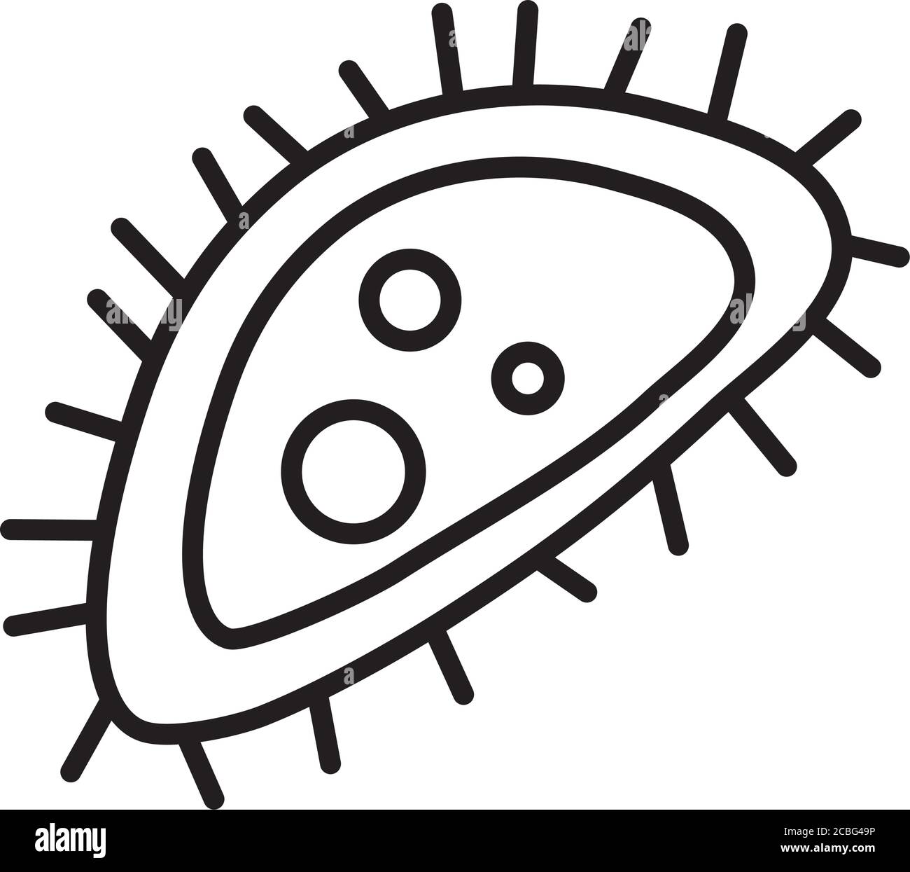 vibrio Cholerae Bakterien Symbol über weißem Hintergrund, Linienstil ...