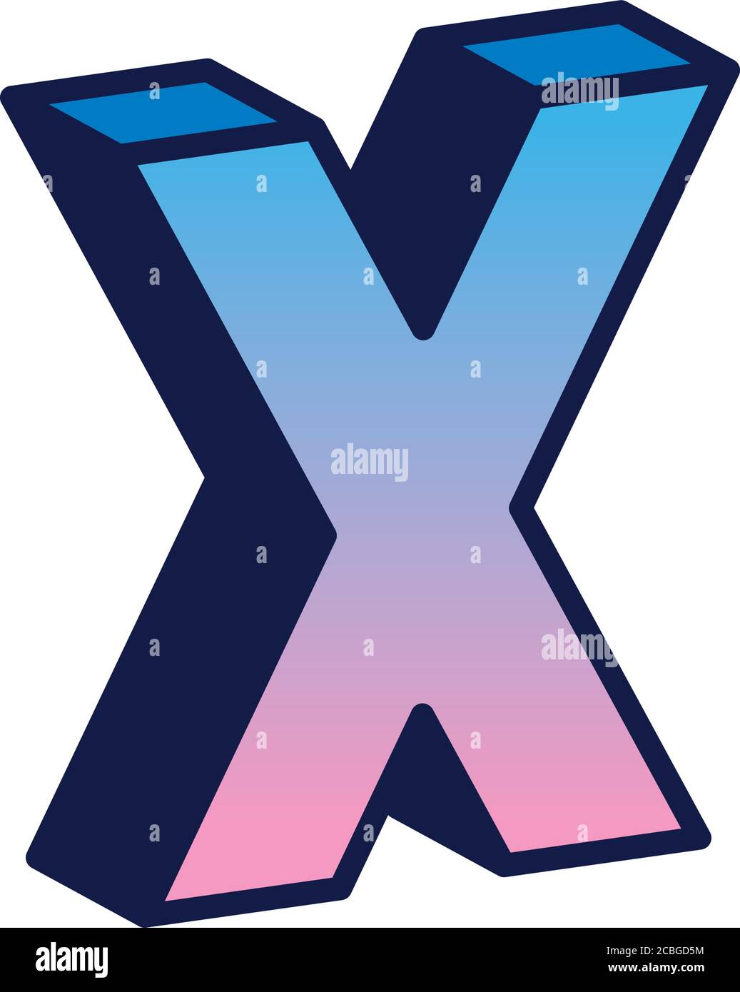 3d x Buchstaben Design, Schriftzug Typografie Retro und Comic-Thema ...