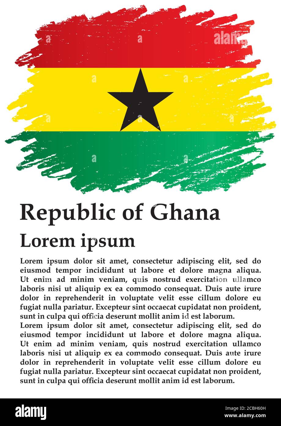 Flagge von Ghana, Republik Ghana. Vorlage für Award Design, ein ...