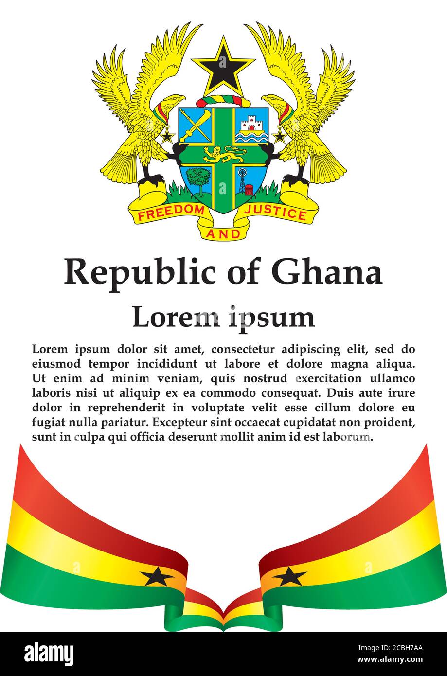 Flagge von Ghana, Republik Ghana. Vorlage für Award Design, ein ...