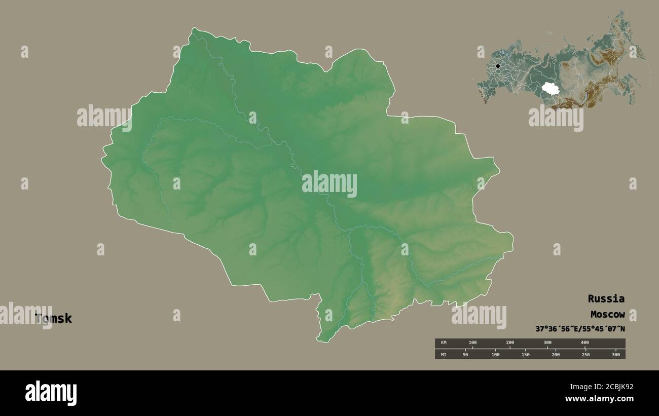 Form von Tomsk, Region von Russland, mit seiner Hauptstadt auf festem ...