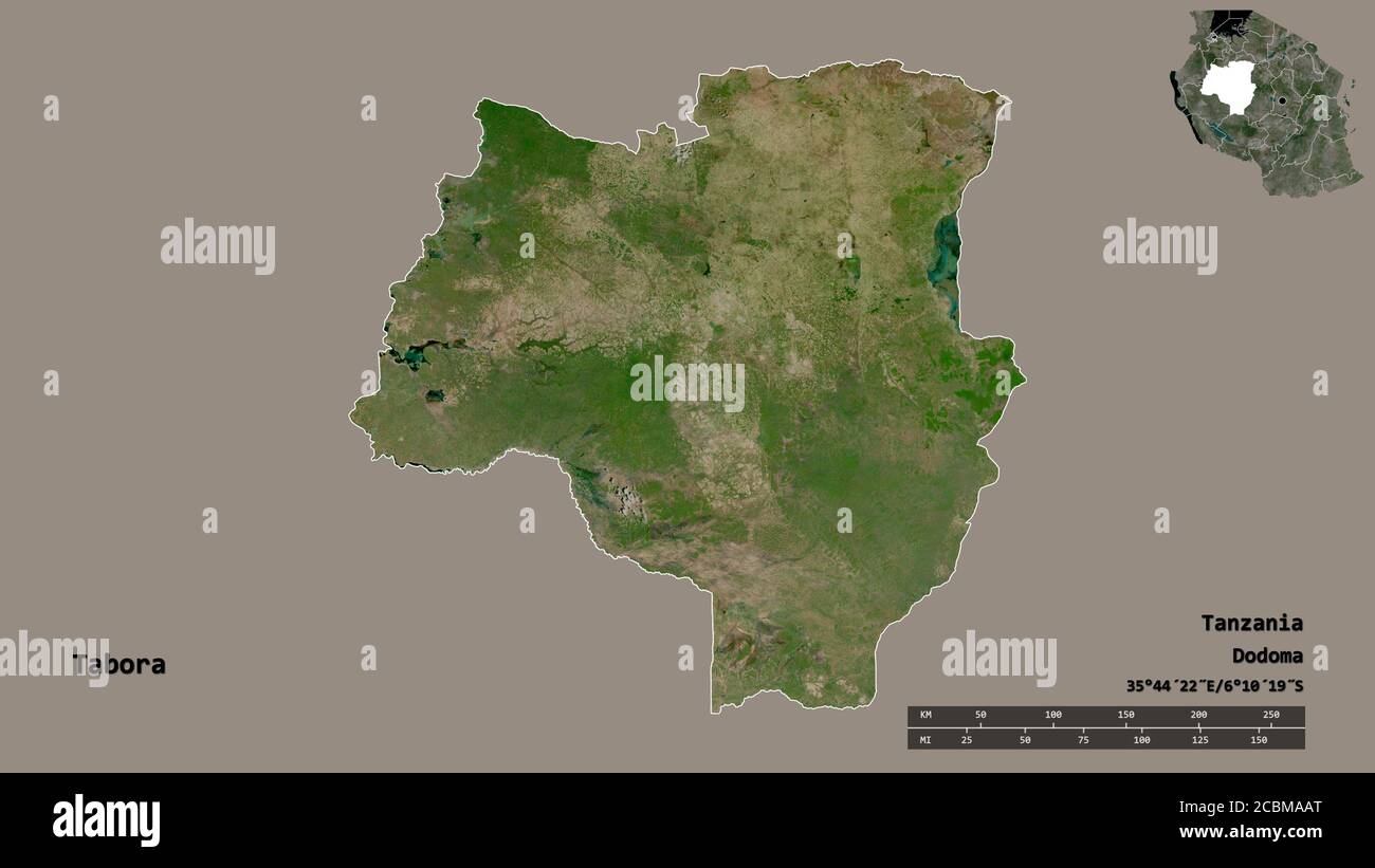 Form von Tabora, Region von Tansania, mit seiner Hauptstadt auf festem ...