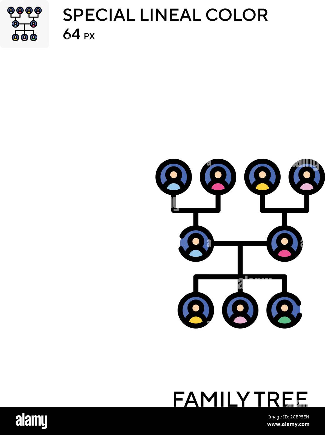 Stammbaum Spezielle lineare Farbe Vektor-Symbol. Symbole für den ...