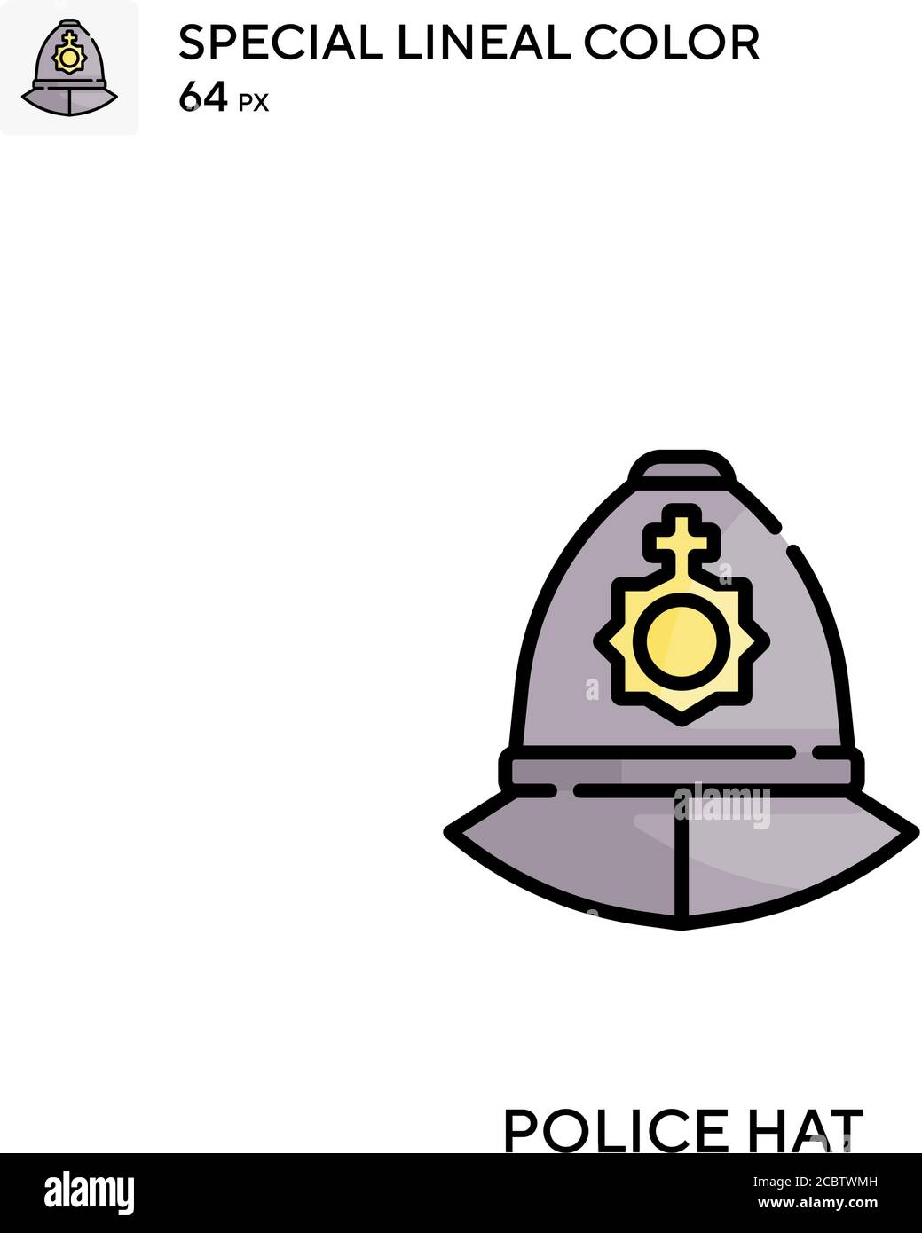 Polizei Hut Besondere Lineal Farbe Vektor-Symbol. Polizei hat Symbole ...