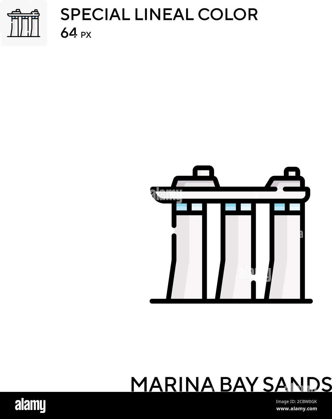 Marina Bay Sands Spezielle lineare Farbe Vektor-Symbol. Marina Bay Sand ...
