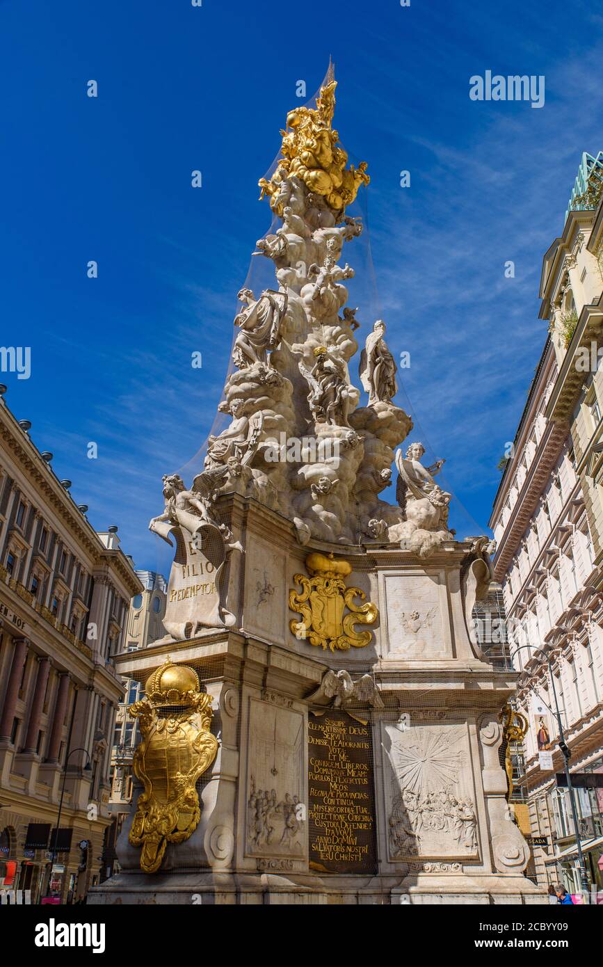 Pestsäule, barockes Denkmal für die große Pest in Wien, Österreich ...