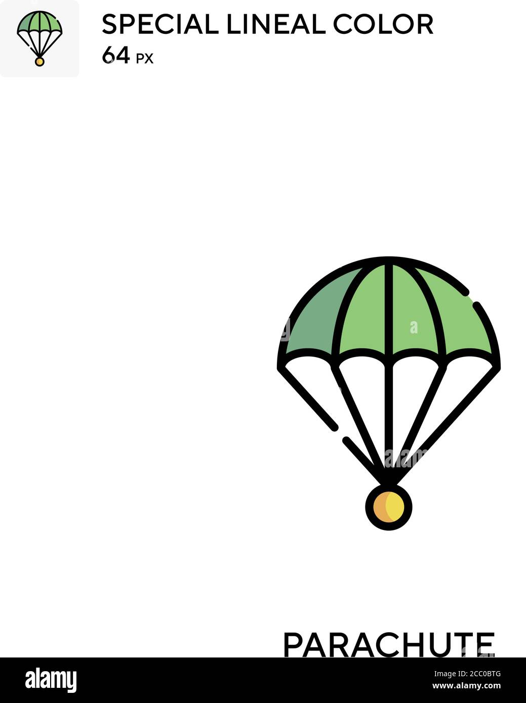 Fallschirm spezielles lineales Farbvektorsymbol. Fallschirm-Symbole für ...